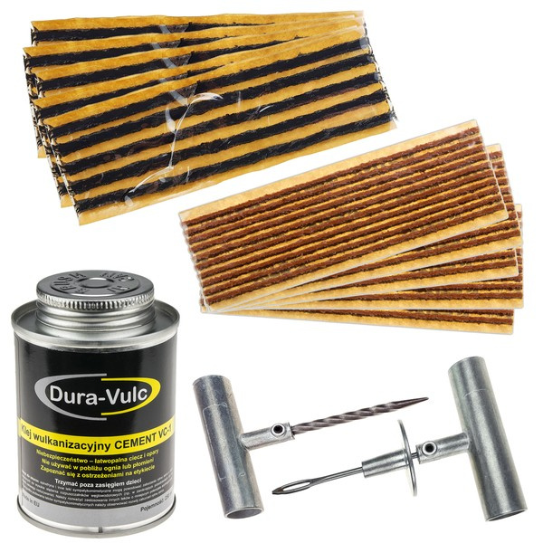 Zestaw wulkanizacyjny do naprawy opon (sznury, szydło, frez, klej ...